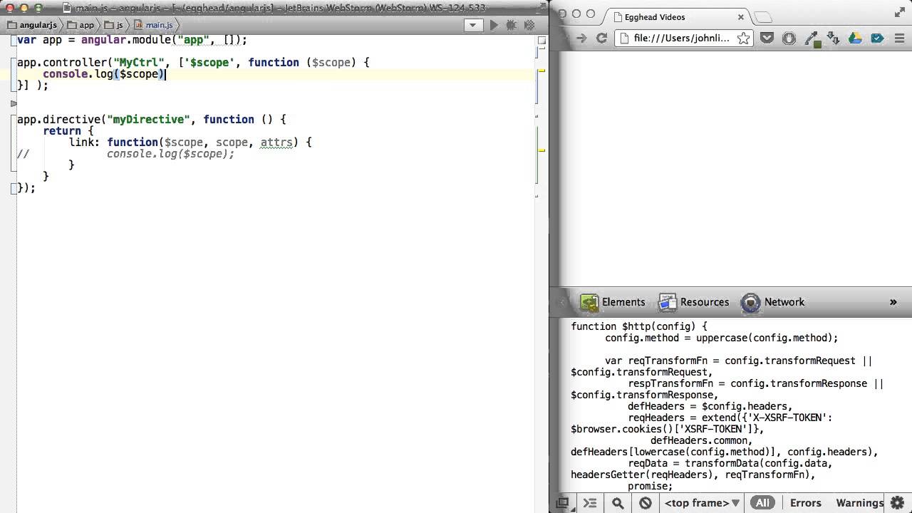 Egghead.io - AngularJS - $scope vs. scope