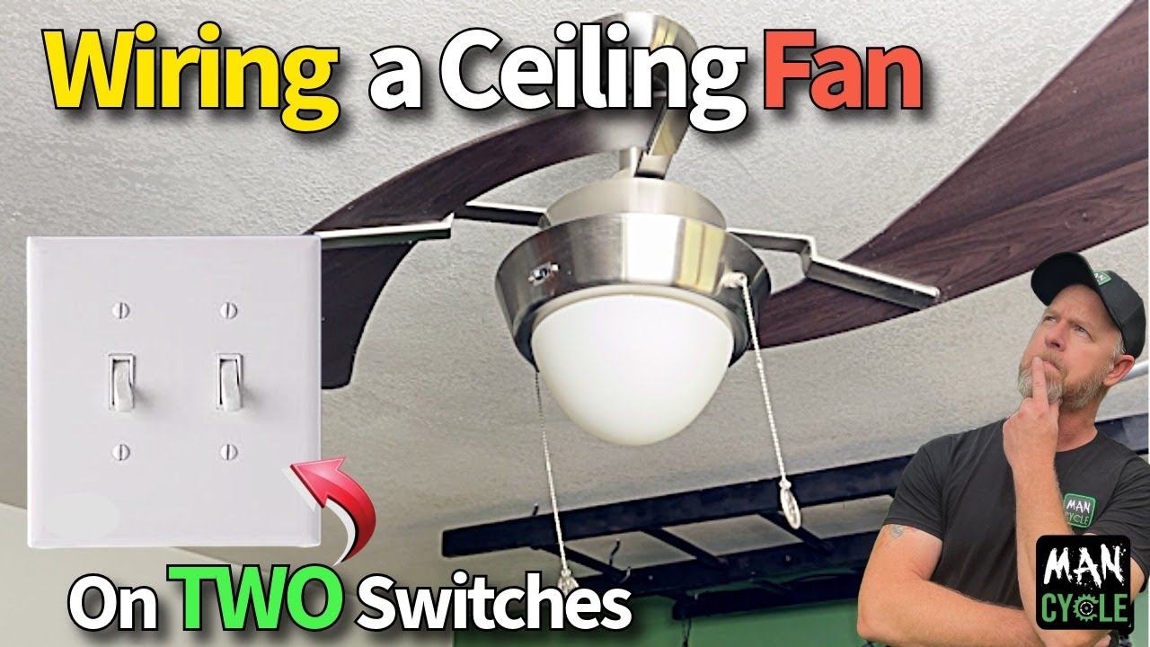 How to Wire a Ceiling Fan With Light on TWO Switches (Fan & Light Controlled Separately)