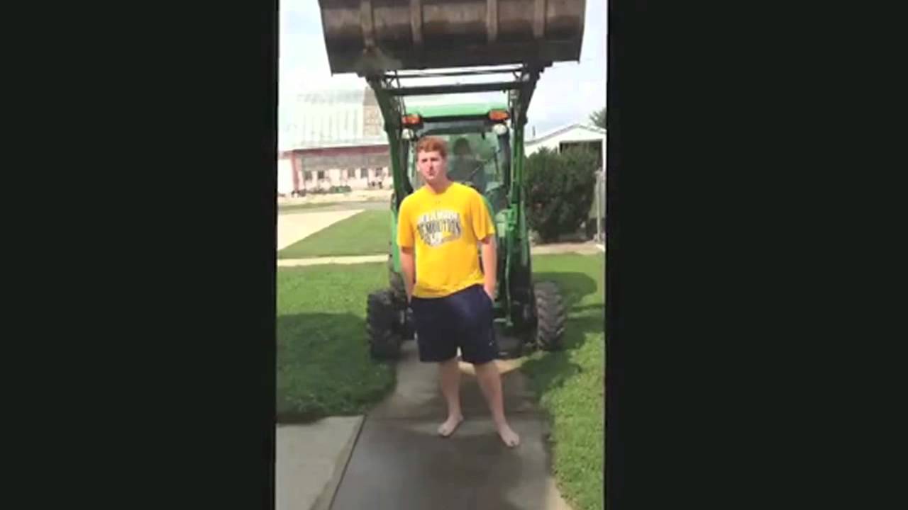 Ice bucket challenge from a tractor gone wrong