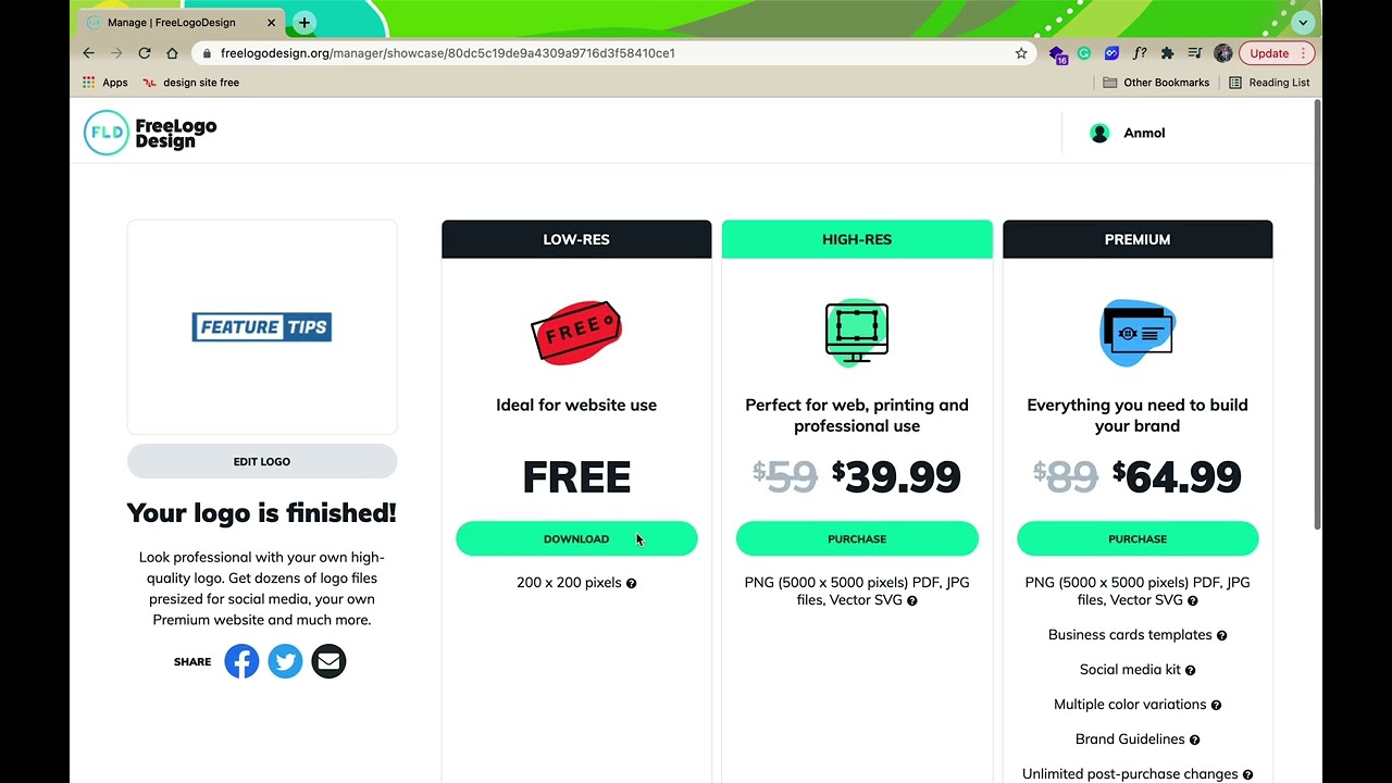 1. Feature Tips : Issue with freelogodesign.org