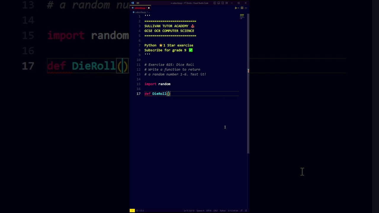 ROLL THE DICE - Python GCSE (Beginner)