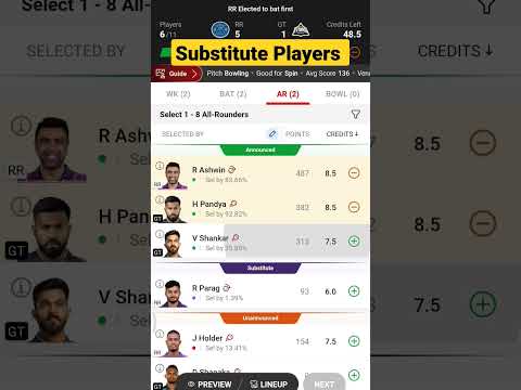 Dream11 Substitute Players #shorts #dream11 #cricket
