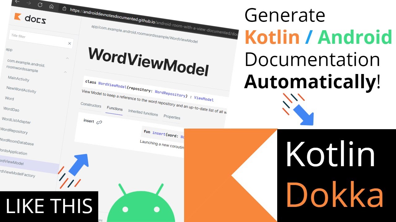 How to use Dokka Documentation Engine for Android Gradle App to generate KDoc, Javadoc automatically