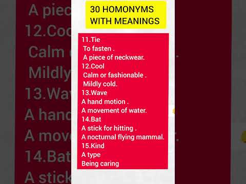30 HOMONYMS with meaning #homonyms