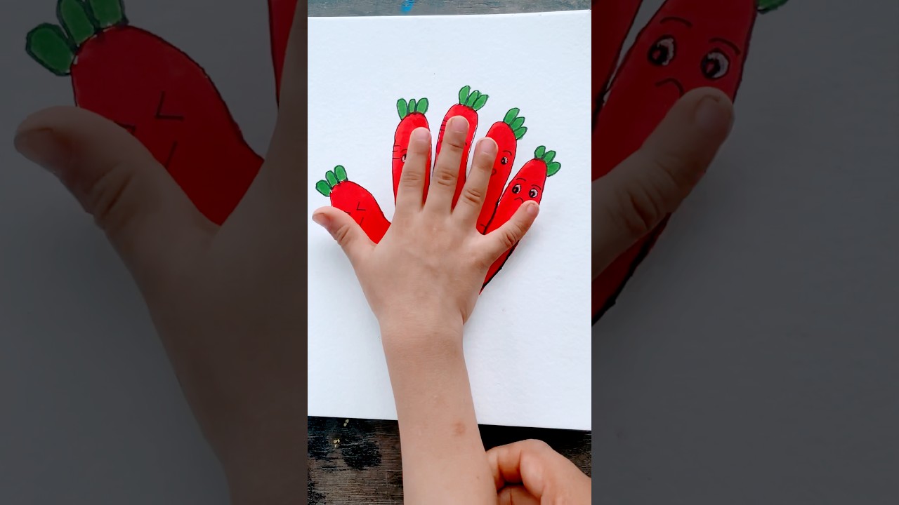 Hand Art Carrot 🥕🌈🥕 For Kids #shorts #handart #kidsvideos #anaya #kids #Kidsdrawing