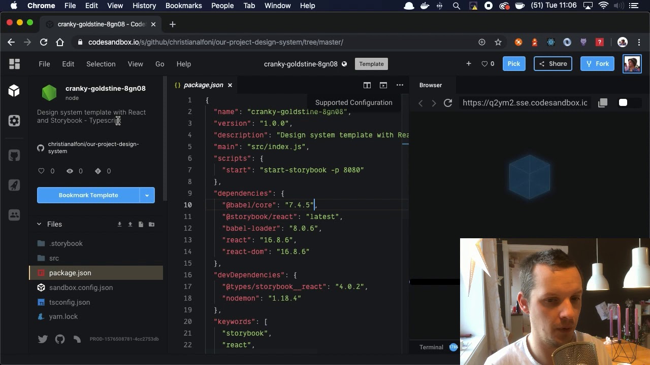 Codesandbox - A suggested way of managing design systems with Storybook and React