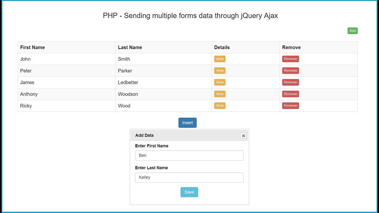PHP - How to Insert Multiple Form Data using JQuery Ajax