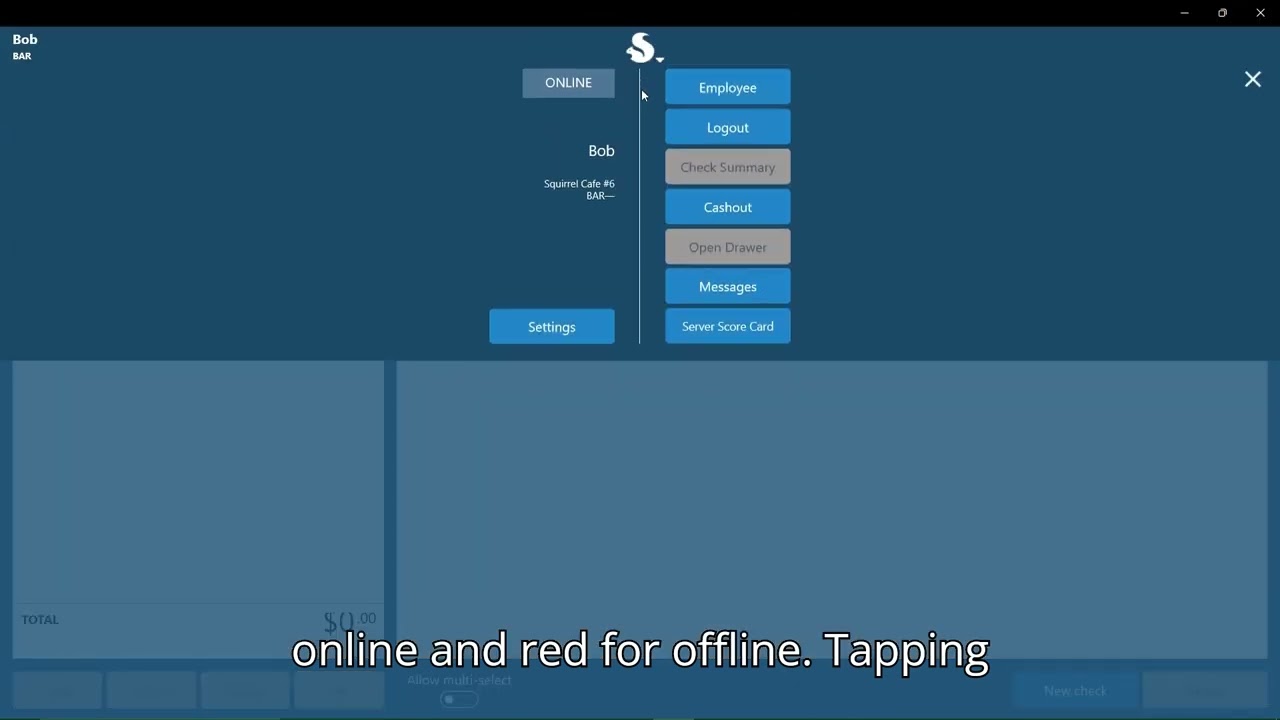 Squirrel Cloud POS: Logging In & Screen Layout   Check Dept
