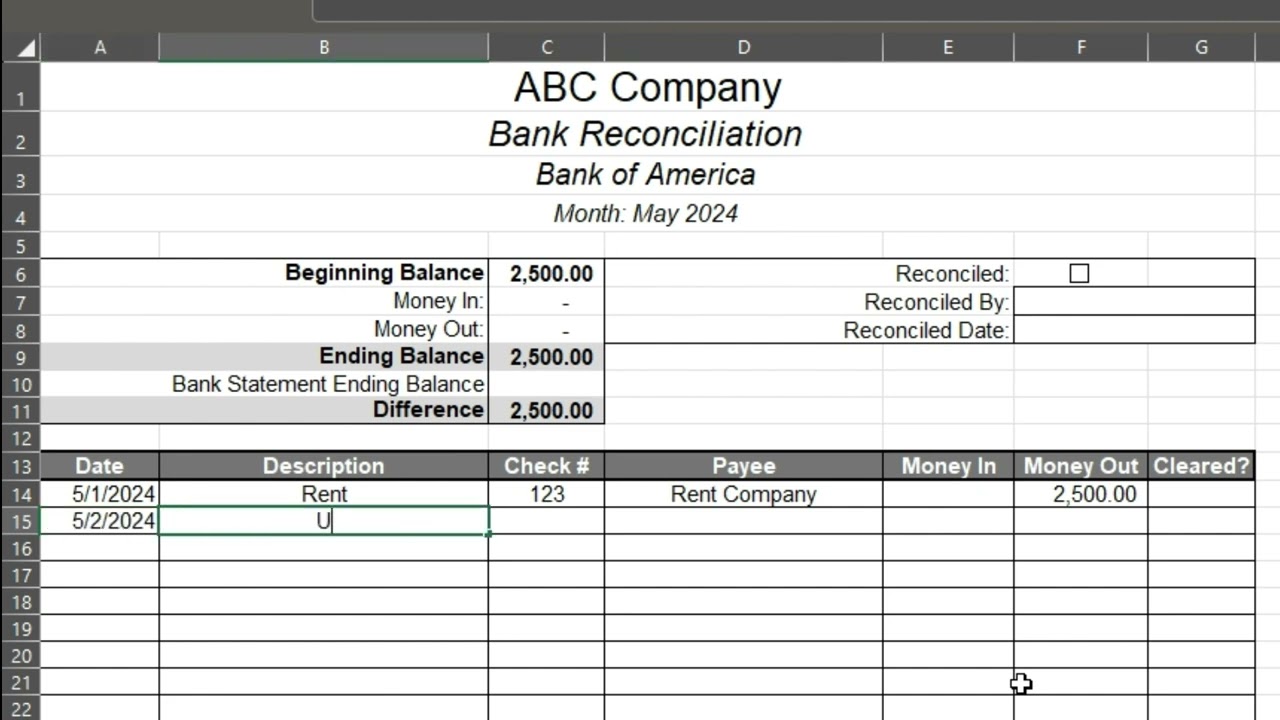 Excel Bank Reconciliation Template Tutorial | Step-by-Step Guide | #bankreconciliation