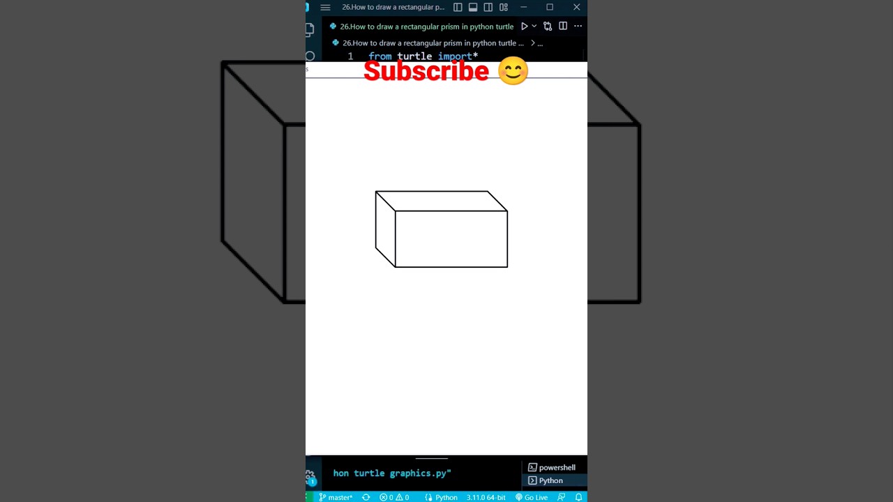 26. How to draw a rectangular prism in python turtle graphics #python #turtle