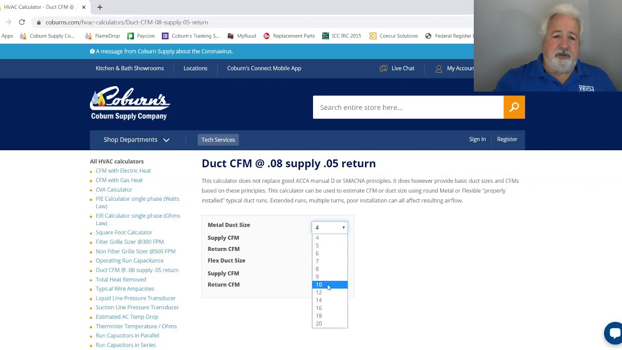 Duct CFM Sizer