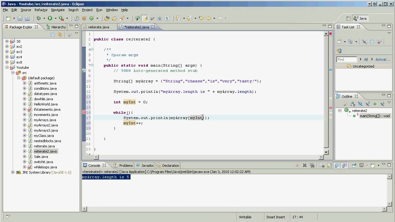Java - Another Array Reiteration Example