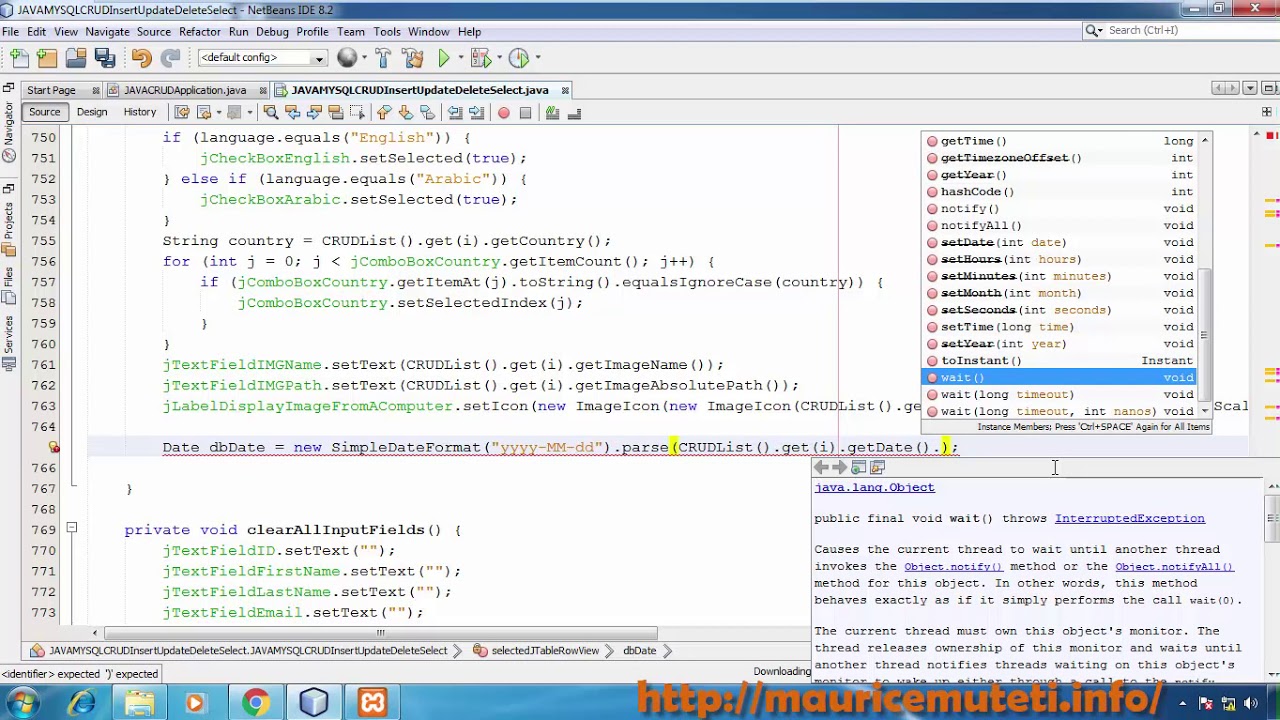 37. JAVA And MySQL (CRUD) Project - GUI - How To Display Date From JTable On jDateChooser