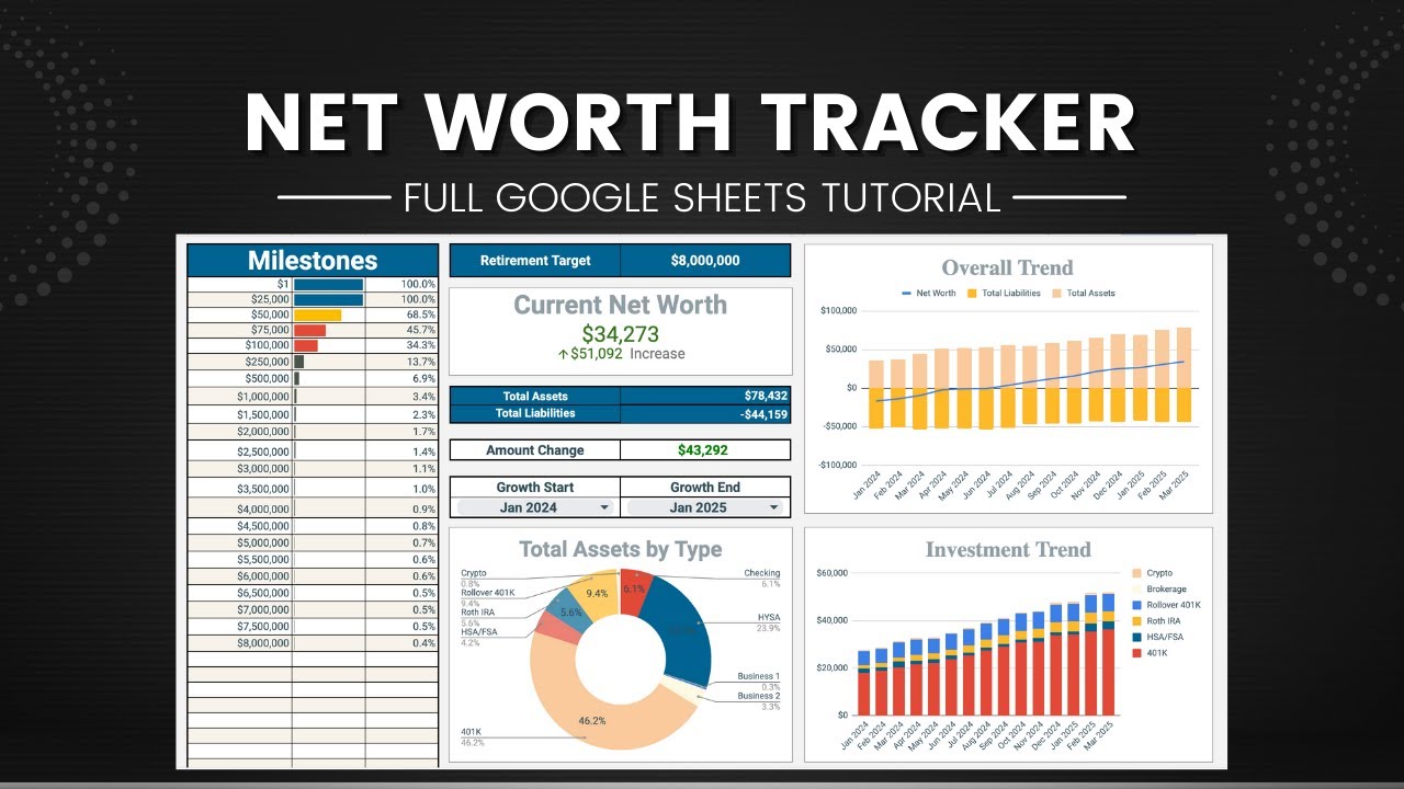 Net Worth Tracker FULL Tutorial for Google Sheets