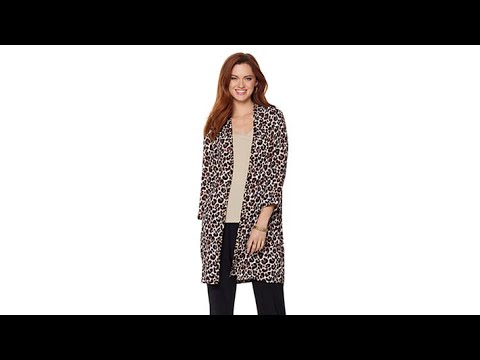 Slinky Brand 3/4Sleeve Printed Woven Crossback Duster