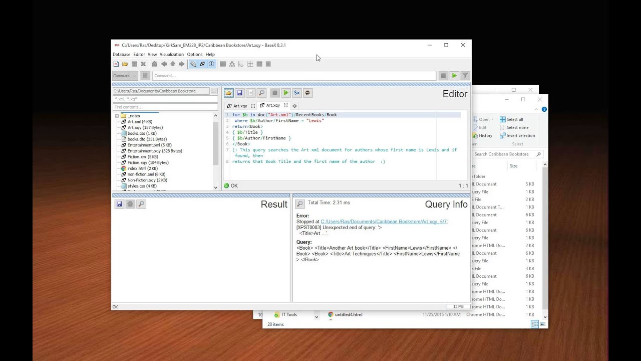 Using XQuery to query an xml document via BaseX