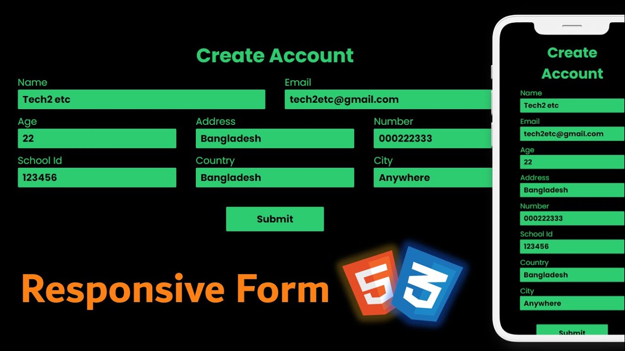Responsive Form In HTML CSS - Login Form, Sign Up Form, Registration Form 🔥