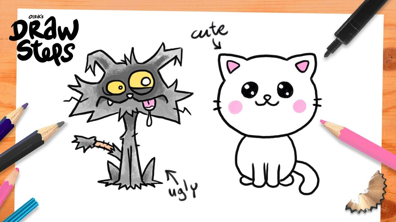 How to draw a CUTE KITTEN (and ugly kitten 🤪) easy step by step