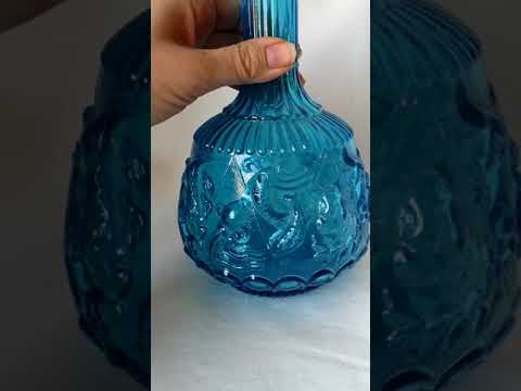 Azure Blue Decanter with Zodiac Symbols from Italy