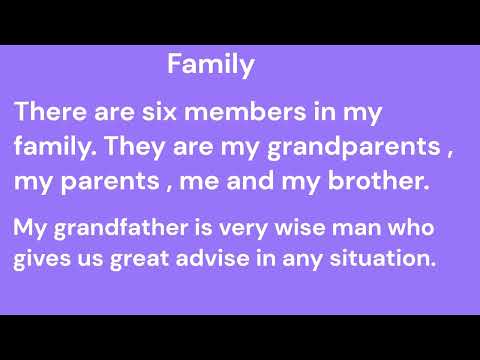 Family members in English - short story about family members