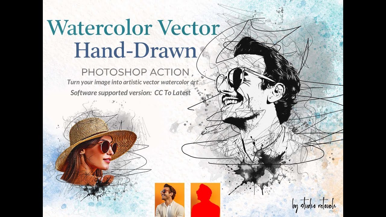 Watercolor Vector Hand-Drawn Photoshop Action