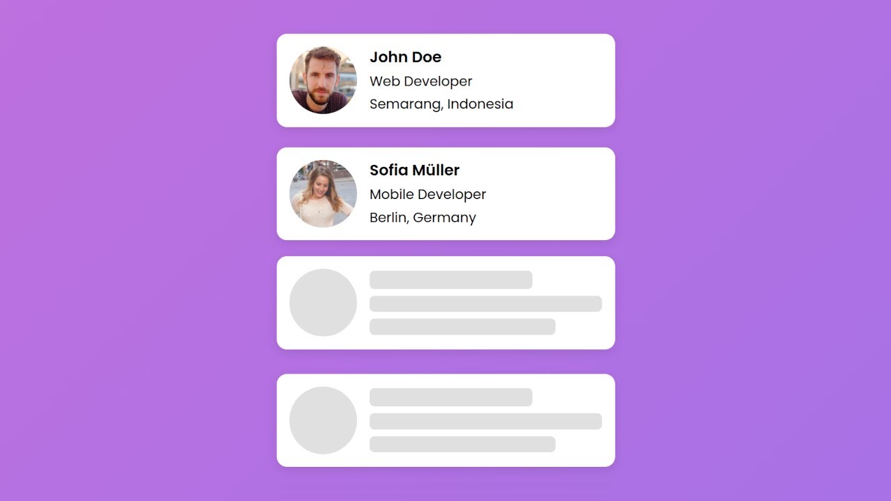 Easy User Card + Skeleton Loader | HTML CSS JS for Beginners