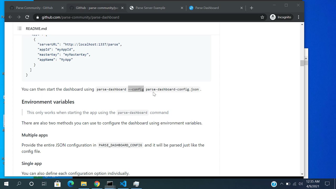 Parse-Dashboard installation and usage