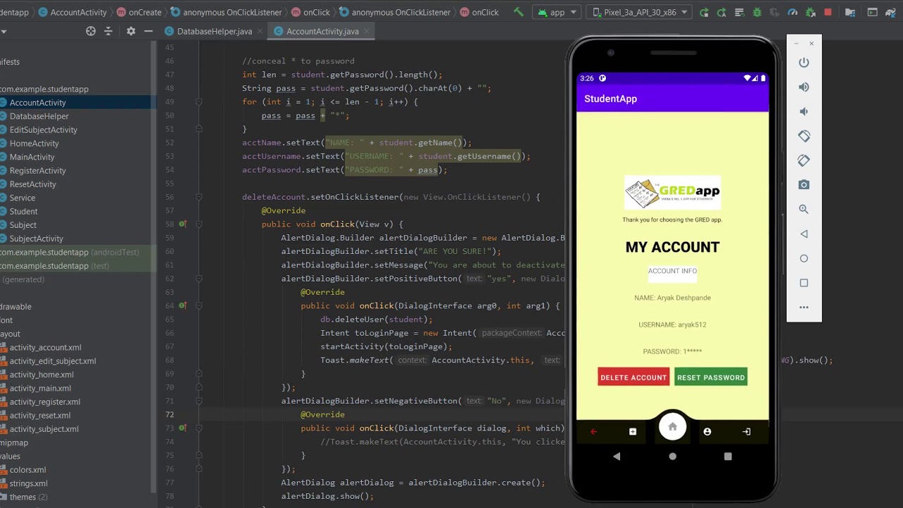 GRED APP for student grade management [Android App Project]