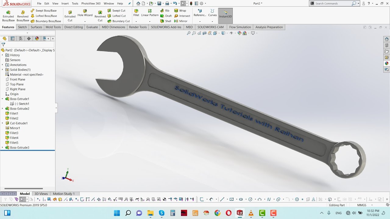 Solidworks Tutorials for Mechanical Engineering: Combination Spanner Design