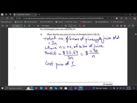 CSEC Math Paper 2 worked solutions series - January 2025 - Question 1(b)
