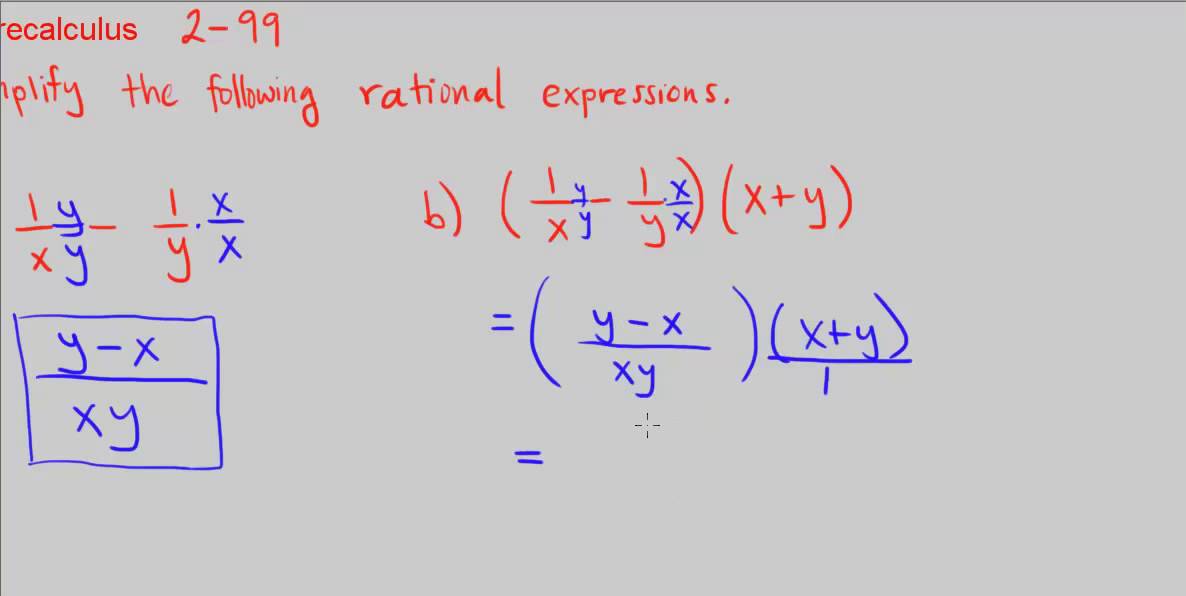 CPM Precalculus 2-99 - Simplifying rational expressions