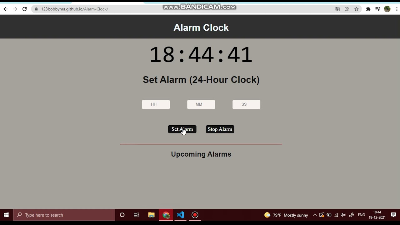 Alarm-Clock project using JAVASCRIPT