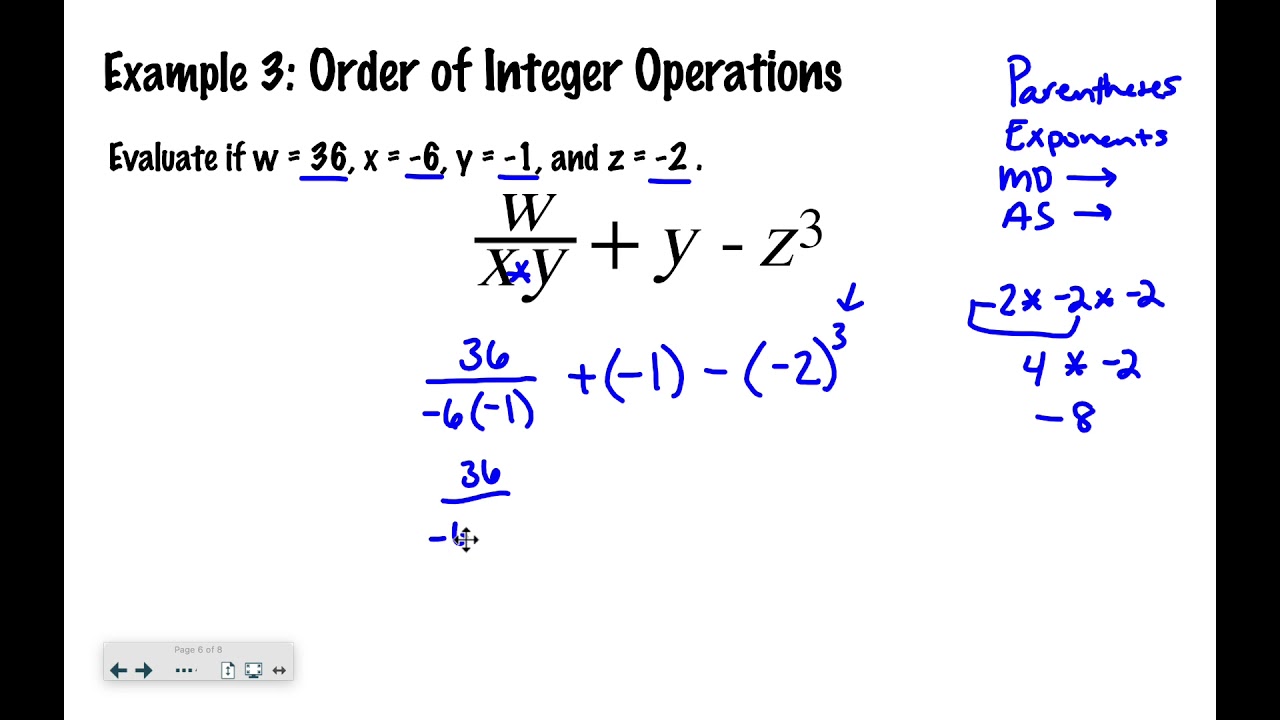 Pre-Algebra 3-5: Apply Integer Operations