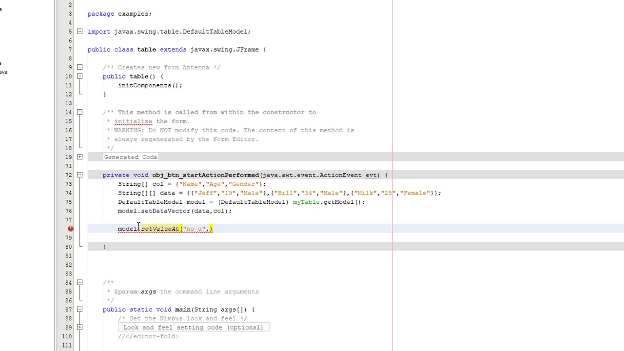 Edit a Record in a Java JTable