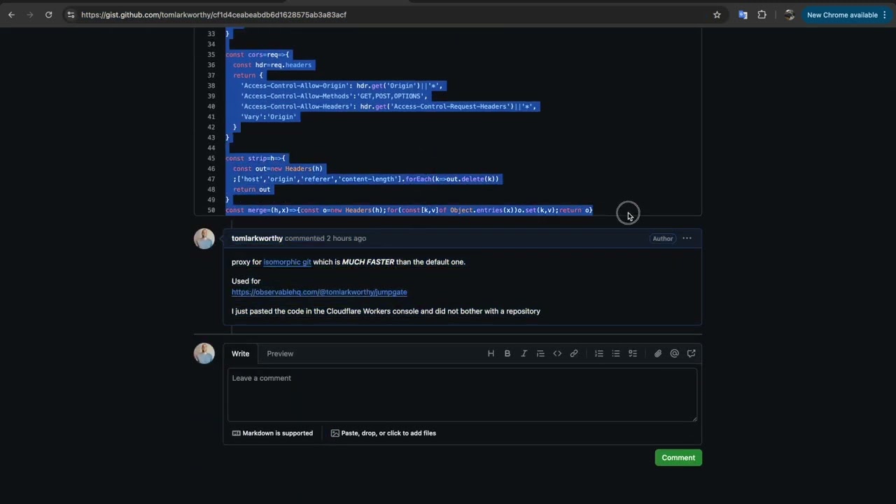 Create an Isomorphic git proxy on CloudFlare in 60s