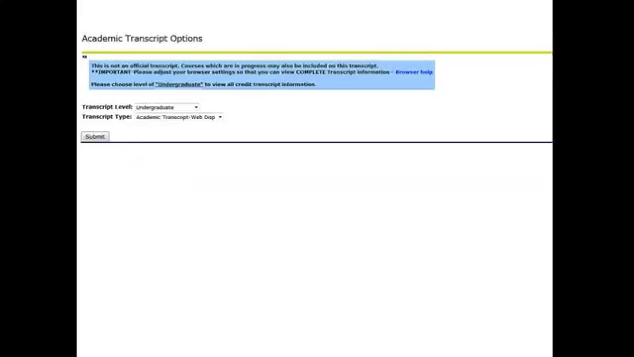 Accessing your Unofficial Transcript in Banner Web