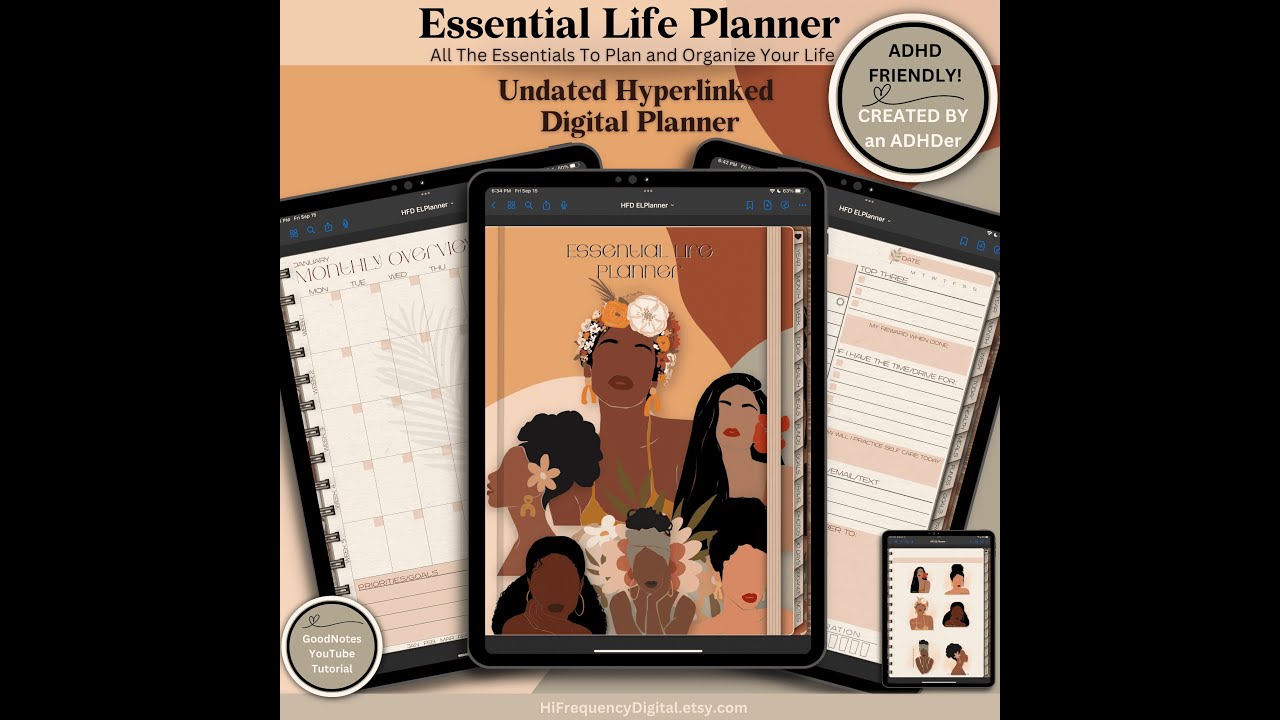 Digital Planner Undated (ADHD Friendly) + GoodNotes Planner Tutorial