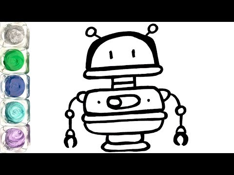 ROBOT drawing and coloring for children.Drawing ideas.
