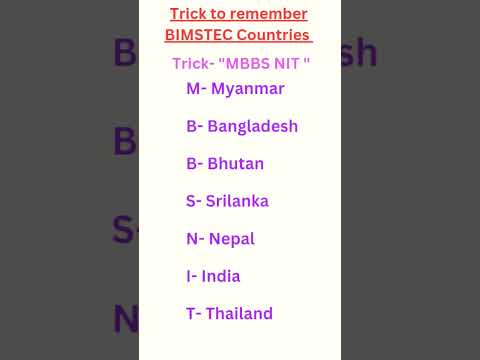 Trick to remember BIMSTEC Countries!! #tricks