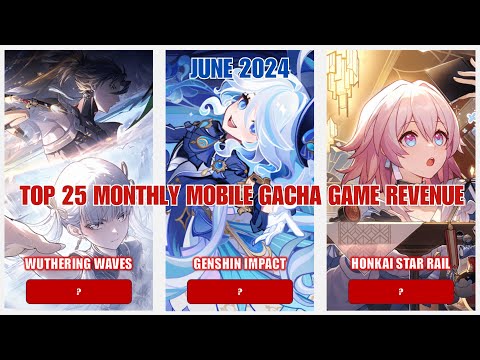 Top 25 Monthly Mobile Gacha Game Revenue (June 2024)