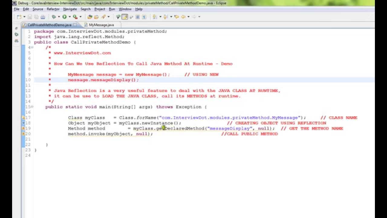 IN JAVA HOW CAN WE USE REFLECTION TO CALL METHOD AT RUNTIME