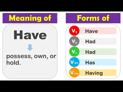 Have Past Tense, V1 V2 V3 V4 V5 Form Of Have, Past Participle Of Have and Example Sentences
