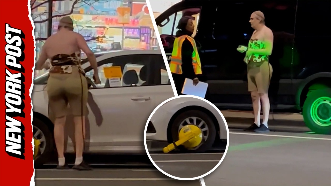 Half Naked Drag Queen Runs Out To Save Their Car From Police