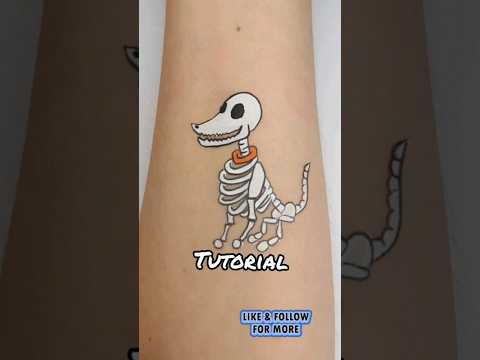 How to paint skeleton dog 🐶 easy tutorial for facepainting, subscribe for more❤