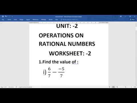 Operations of rational number worksheet 2 class 7