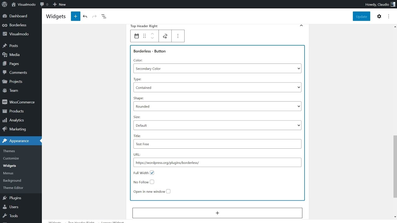 How To Use The Button Widget of Borderless WordPress Plugin? Free WP Plugin Tutorial