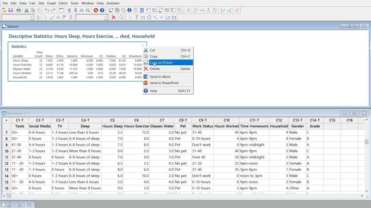 Minitab Beginning Analysis