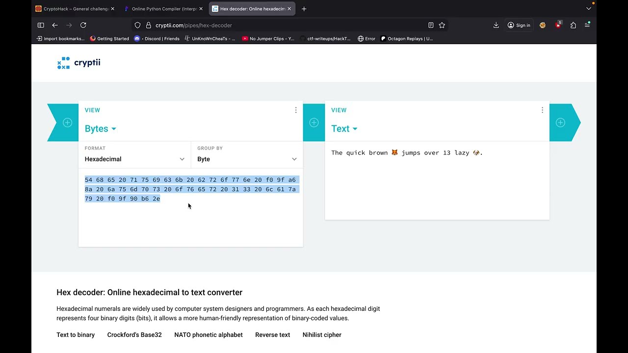 CryptoHacks - Hex