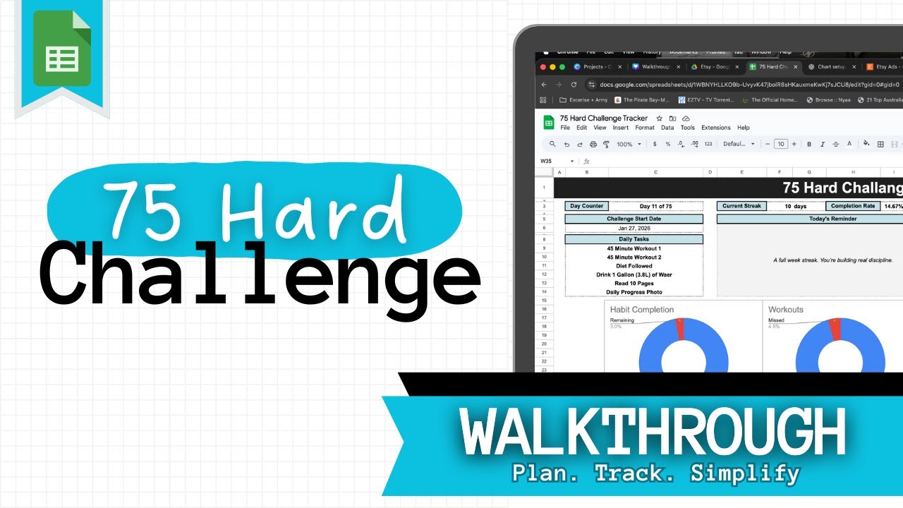 75 Hard Challenge Spreadsheet Walkthrough | Track Your Streak & Stay Accountable