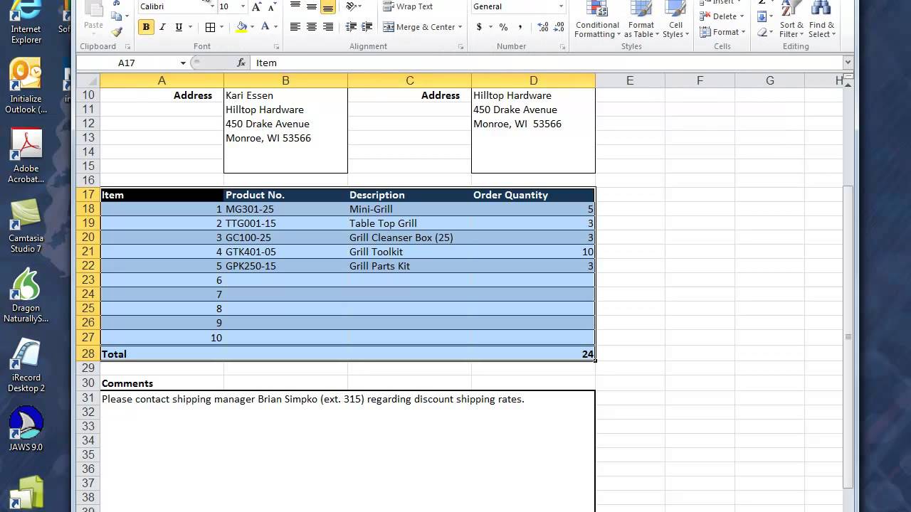 Excel Tutorial 2 Case 2 Solution